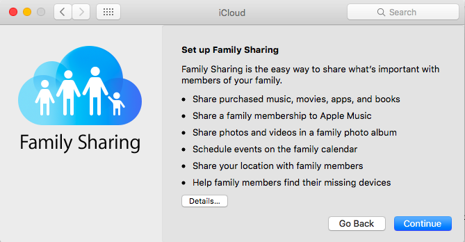 Creating Child Account for Mac Family Sharing