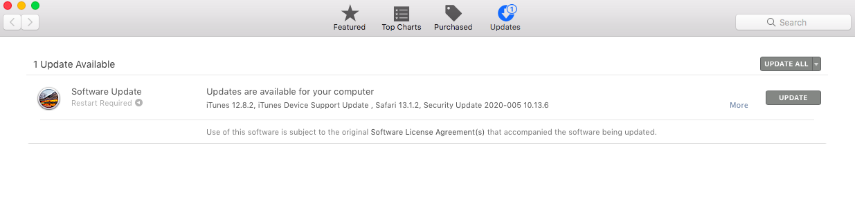 Could not load Software Update Preference Pane on Mac